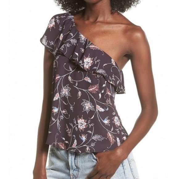Astr | Tops | Nwt Astr One Shoulder Ruffled Top Eggplant | Poshmark
